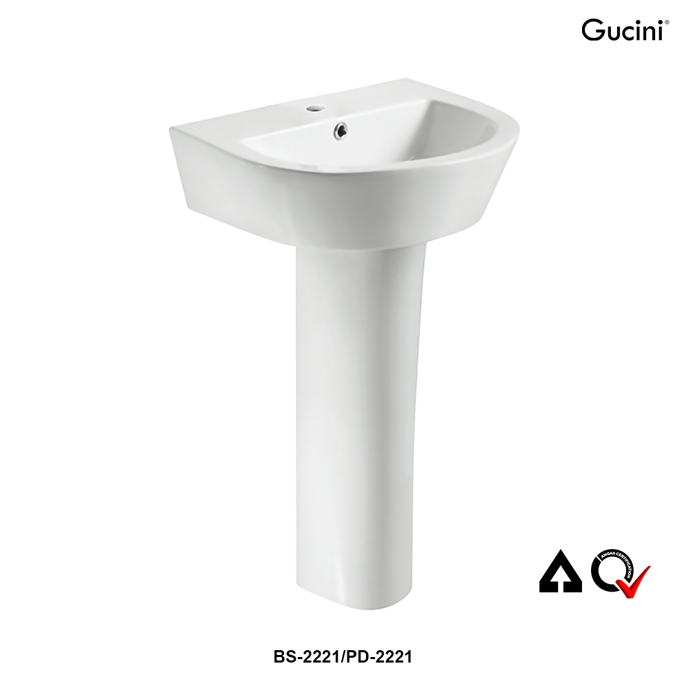 BS-2221/PD-2221 Wall Hung Basin c/w Pedestal